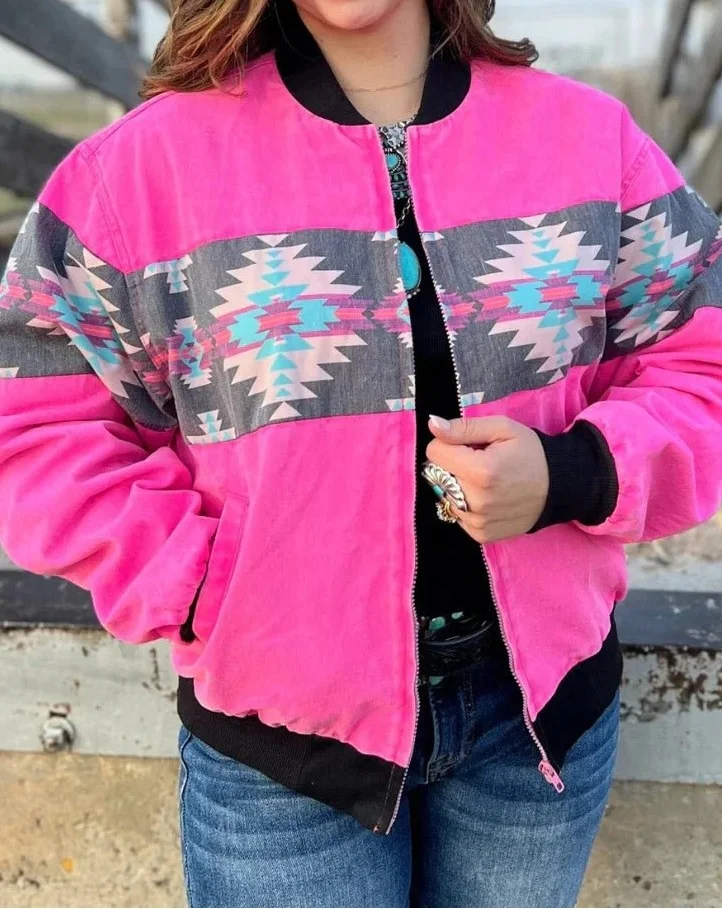 Women's Pink Aztec Jacket
