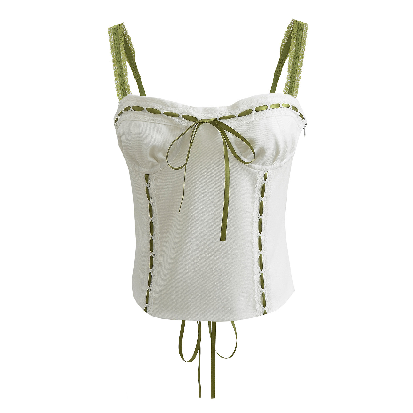 Wongn New Color Lace-Up Trim Short Halter Top