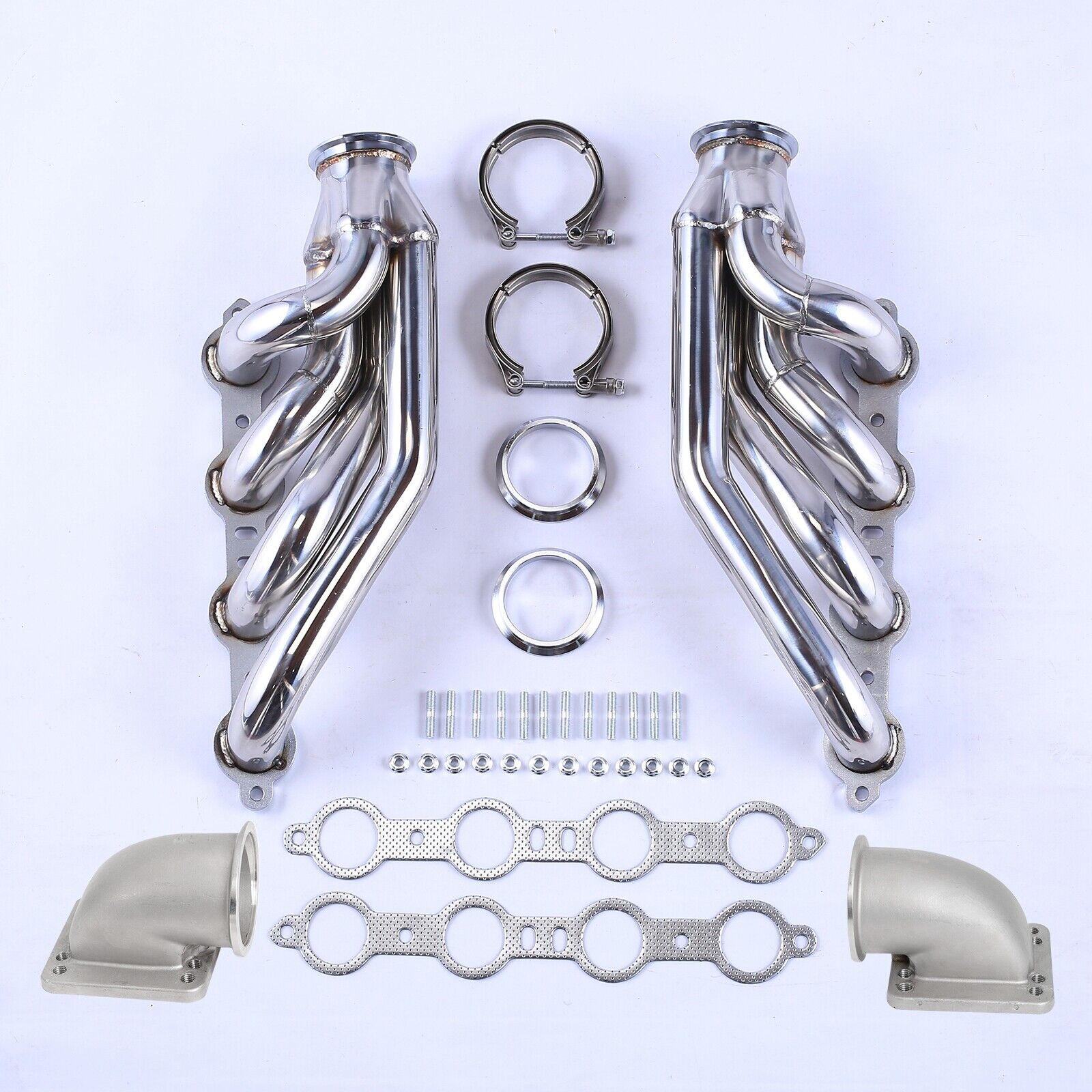 Turbo Exhaust Manifold&Headers For LS1 LS6 LSX GM V8+Elbows T3 T4 to 3. ...
