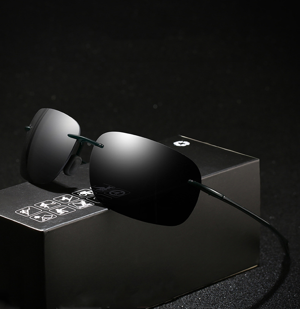 Rectangle Retro Polarized Mirror Rimless Sunglasses Women Men High ...