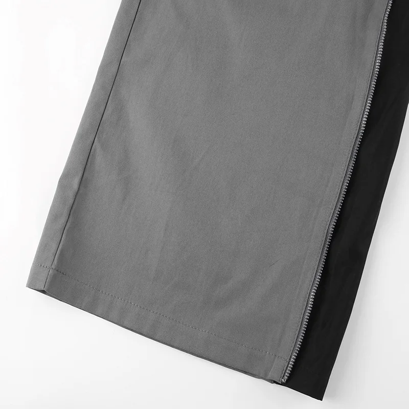 SIDE ZIPPER COLOR SPLIT WOVEN PANTS