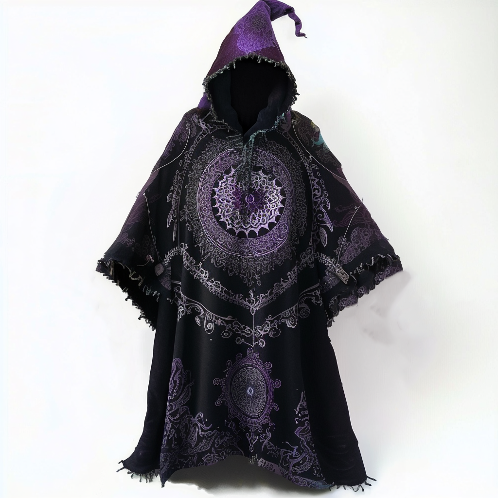 Wizard rune mandala ethnic pattern hooded robe 69d7