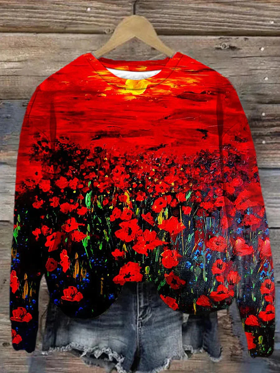 Unisex Oil Painting Floral Abstract Print T-Shirt