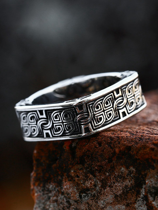 Stainless Steel Simple Pattern Ring SIIRIGO 26.99