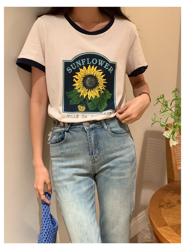 SUNFLOWER GRAPHIC CONTRAST TEE
