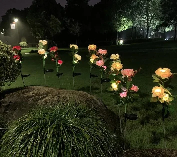 LAST DAY 50% OFF - SPRING ARTIFICIAL ROSE SOLAR GARDEN STAKE LIGHTS