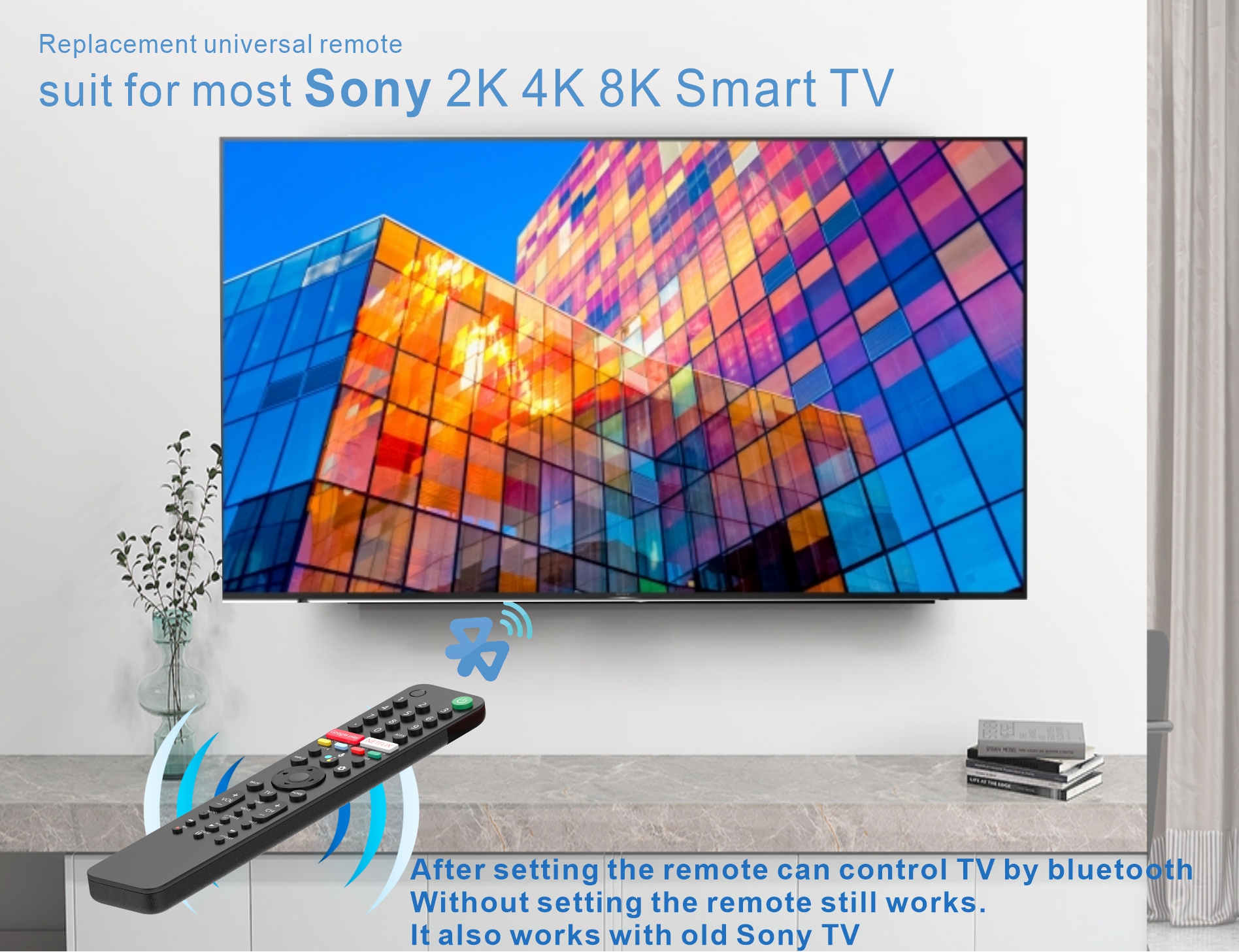 Alizen RMF-TX500U Voice Remote for All Sony TV Replacement Remote for ...