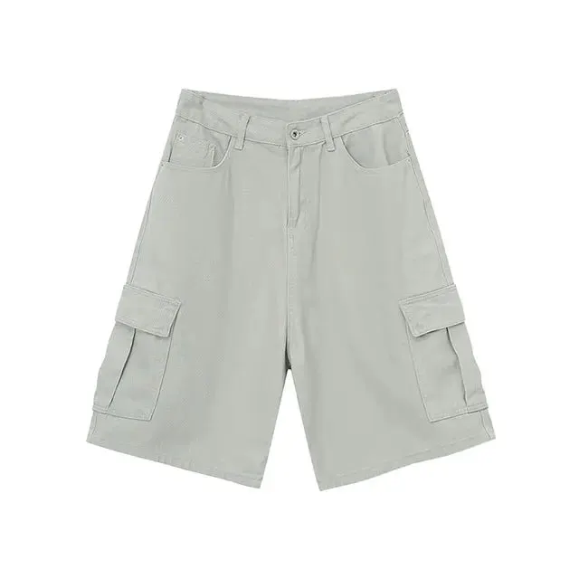 Light Gray Baggy Long Cargo Jorts