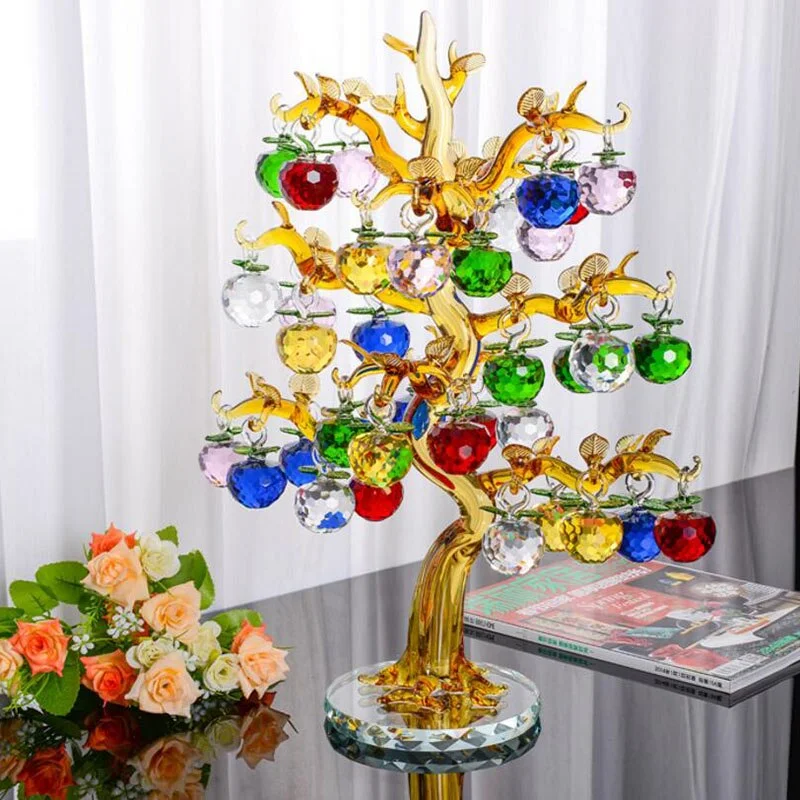 Christmas Crystal Glass Apple Tree Ornaments 32pcs Hanging Apples Home ...