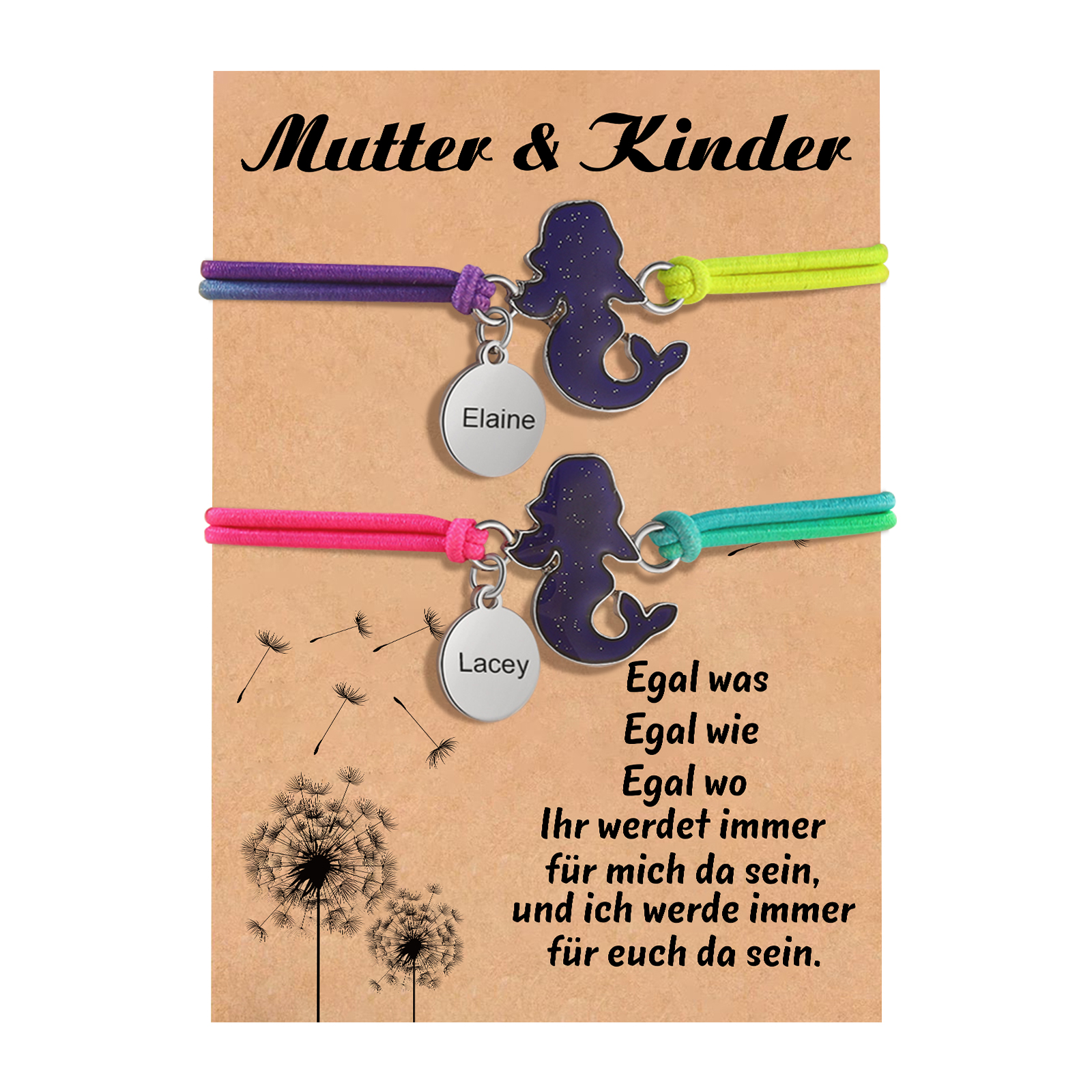 Kettenmachen Personalisierte 2 Name Meerjungfrau Armbänder Set mit 2 ...