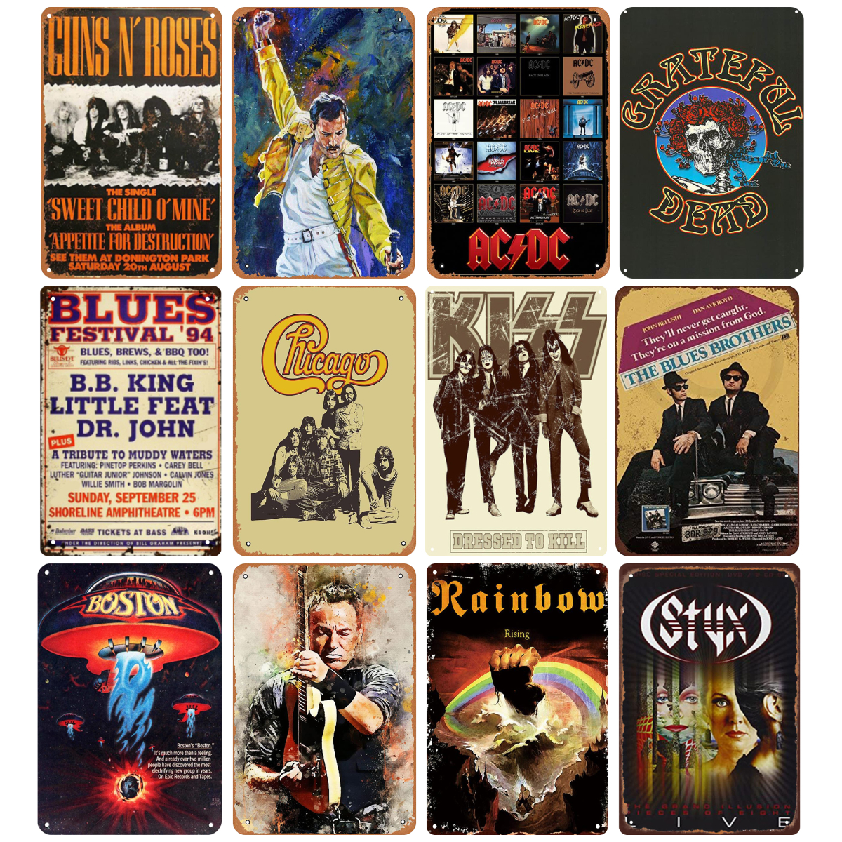 (Multi Style) 20*30cm/30*40cm - Music Band - Vintage Metal Tin Signs