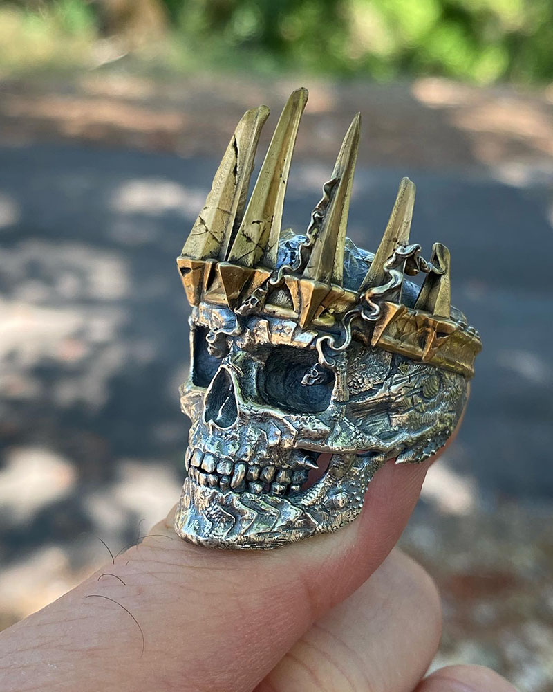 King Crown Death Knights Skull Ring