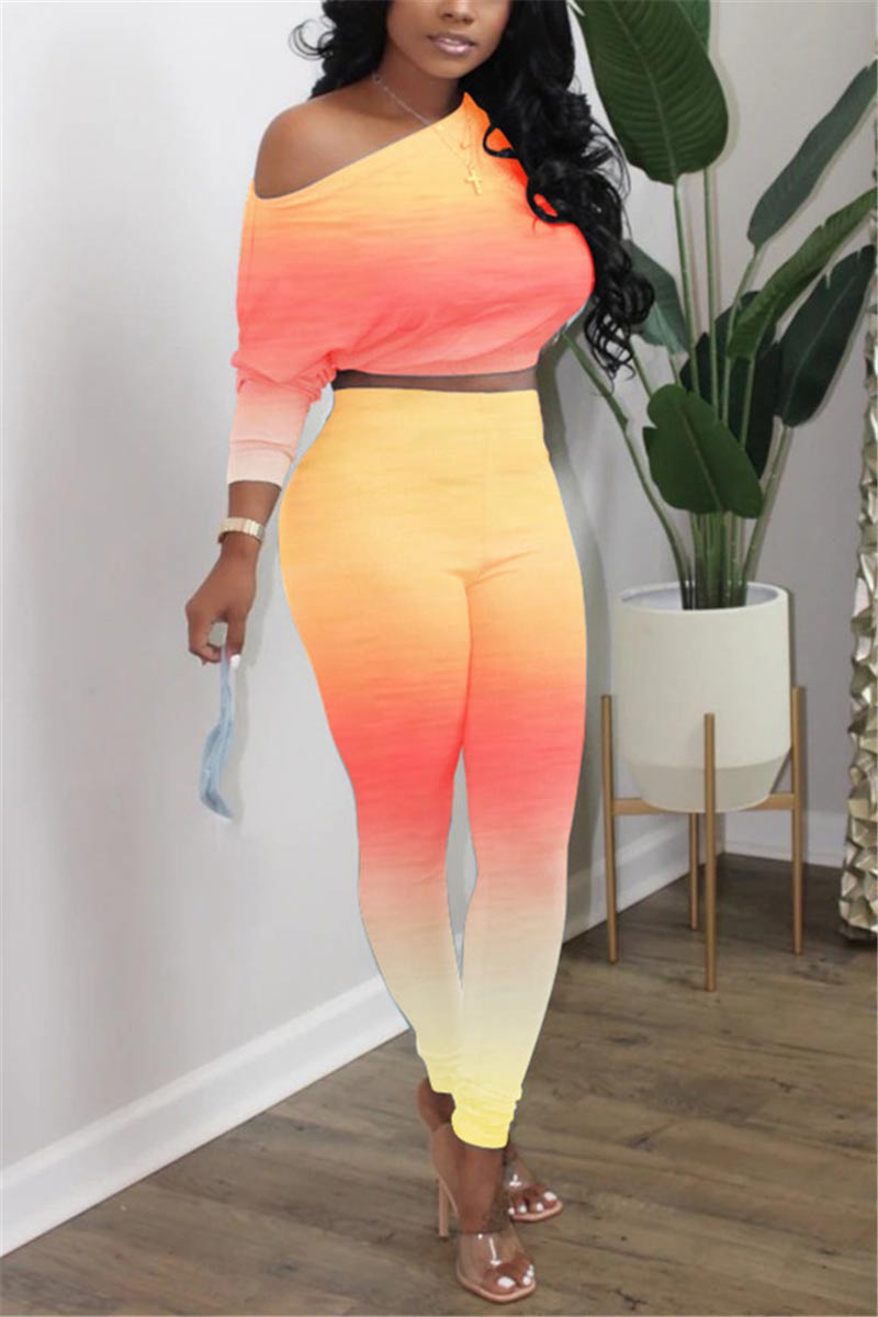 Fashion Gradual Change Print Two Piece