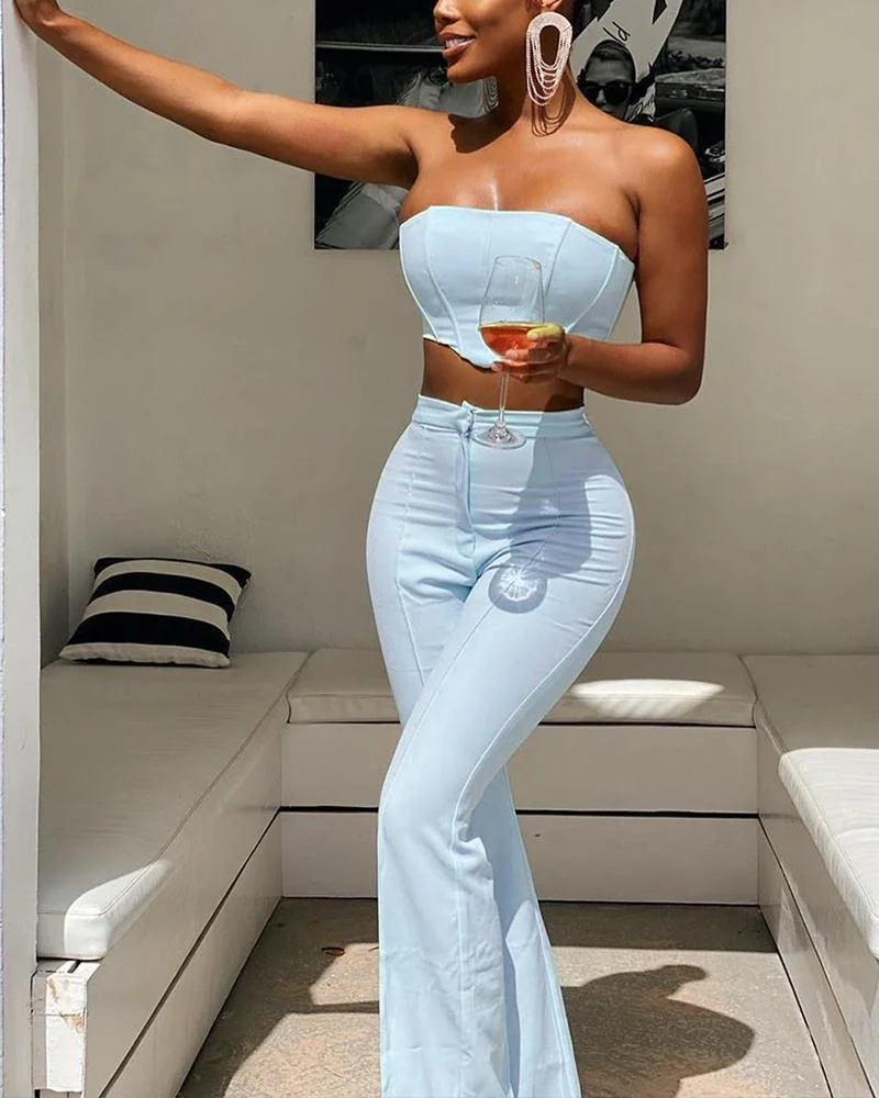 Sexy Chest Wrap Pant Suit