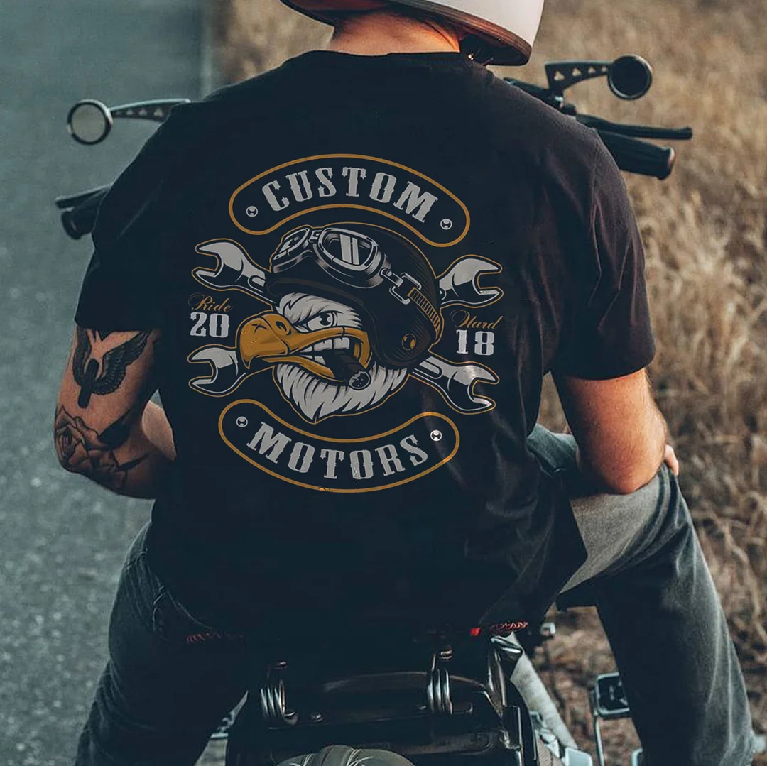 MOTOSUNNY Modern Custom Motors Black Print T-shirt