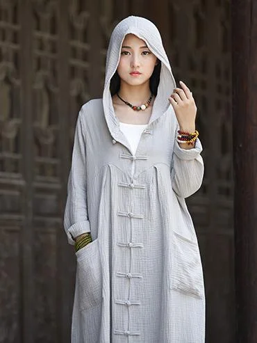 Ethnic-Inspired Mystical Linen Cape Coat