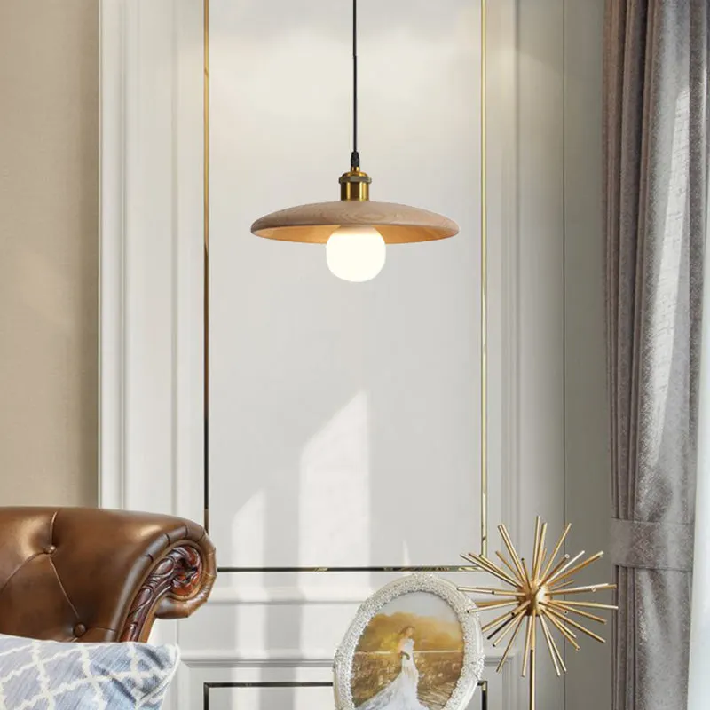 Arturest Nordic Wood Single Head Bedside Pendant Lamp For Living Room