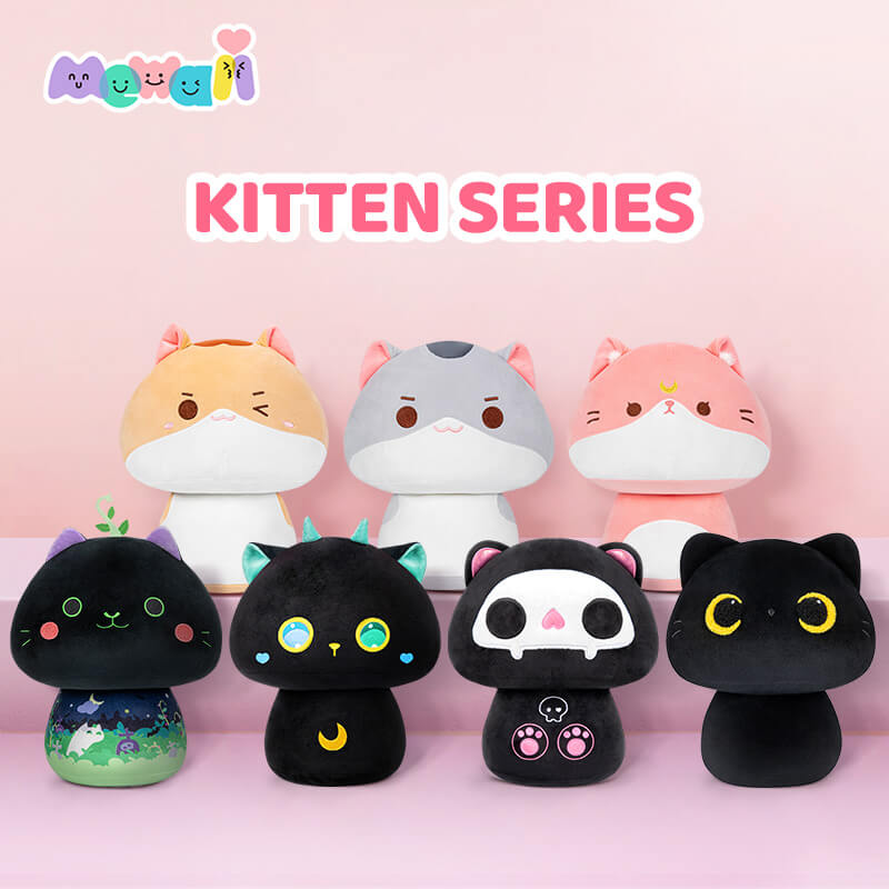 Mewaii Mushroom Family Kitten Series Stuffed Animal Kawaii Plush Pillow ...
