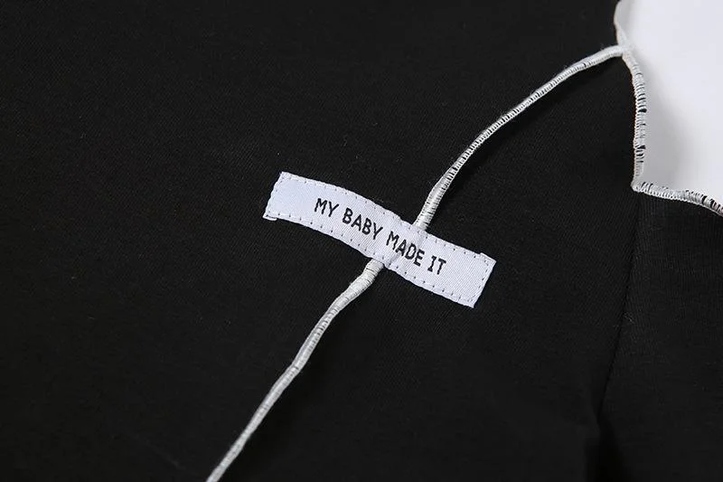 LABEL OFF-SHOULDER CROP TOP WITH SLEEVES