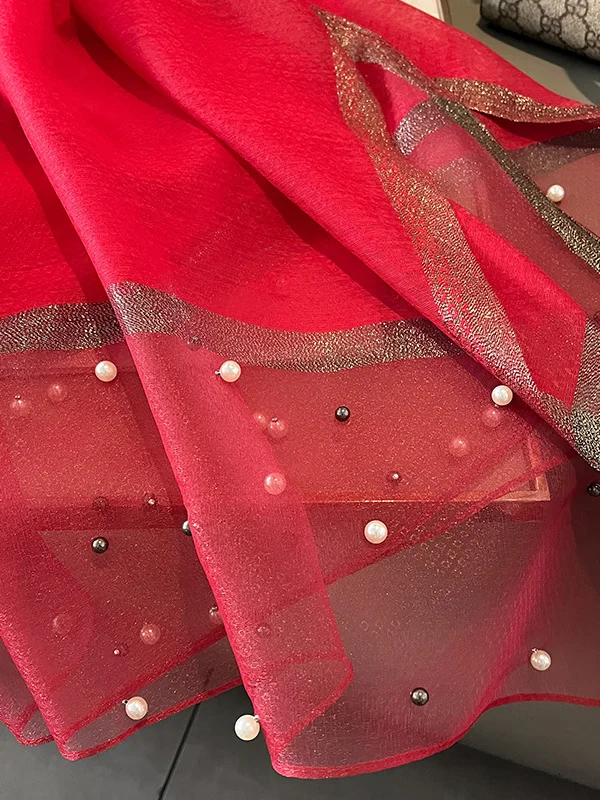 Sun-Protection Beaded Sheer Shawl & Scarf: Stylish UV Defense