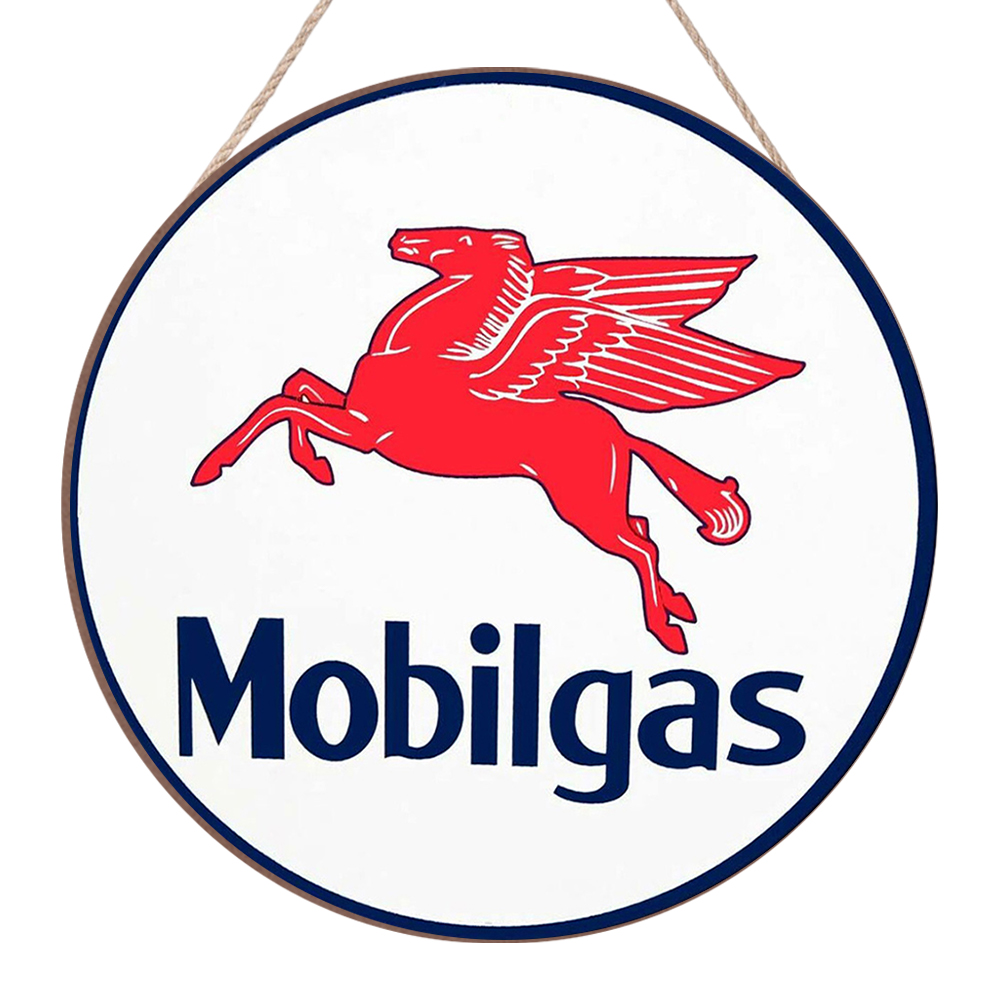 Mobil Gas Wooden Sign Round Wooden Signs 12*12inches