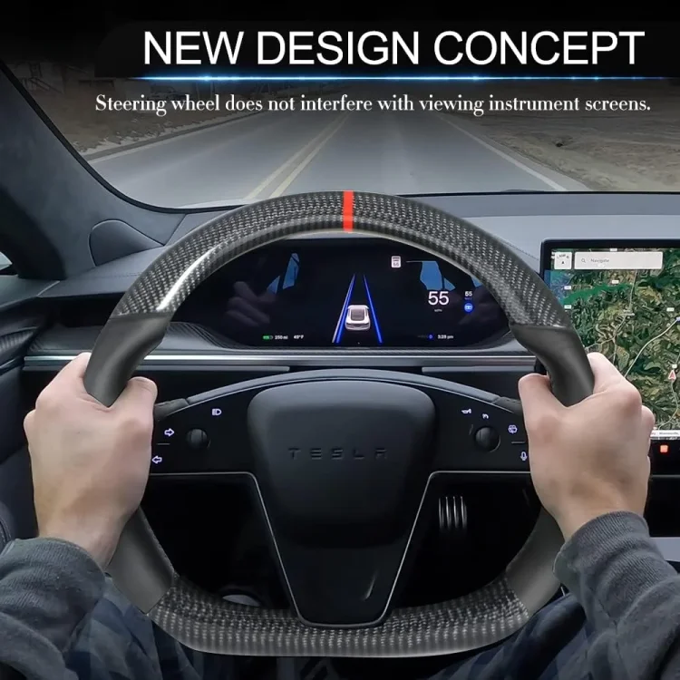 Tesla Model S X 2021 Plaid Customized Round Style Steering Wheel