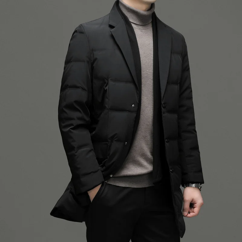Stylish and Practical: Men's Mid-Length Down Jacket with Detachable ...