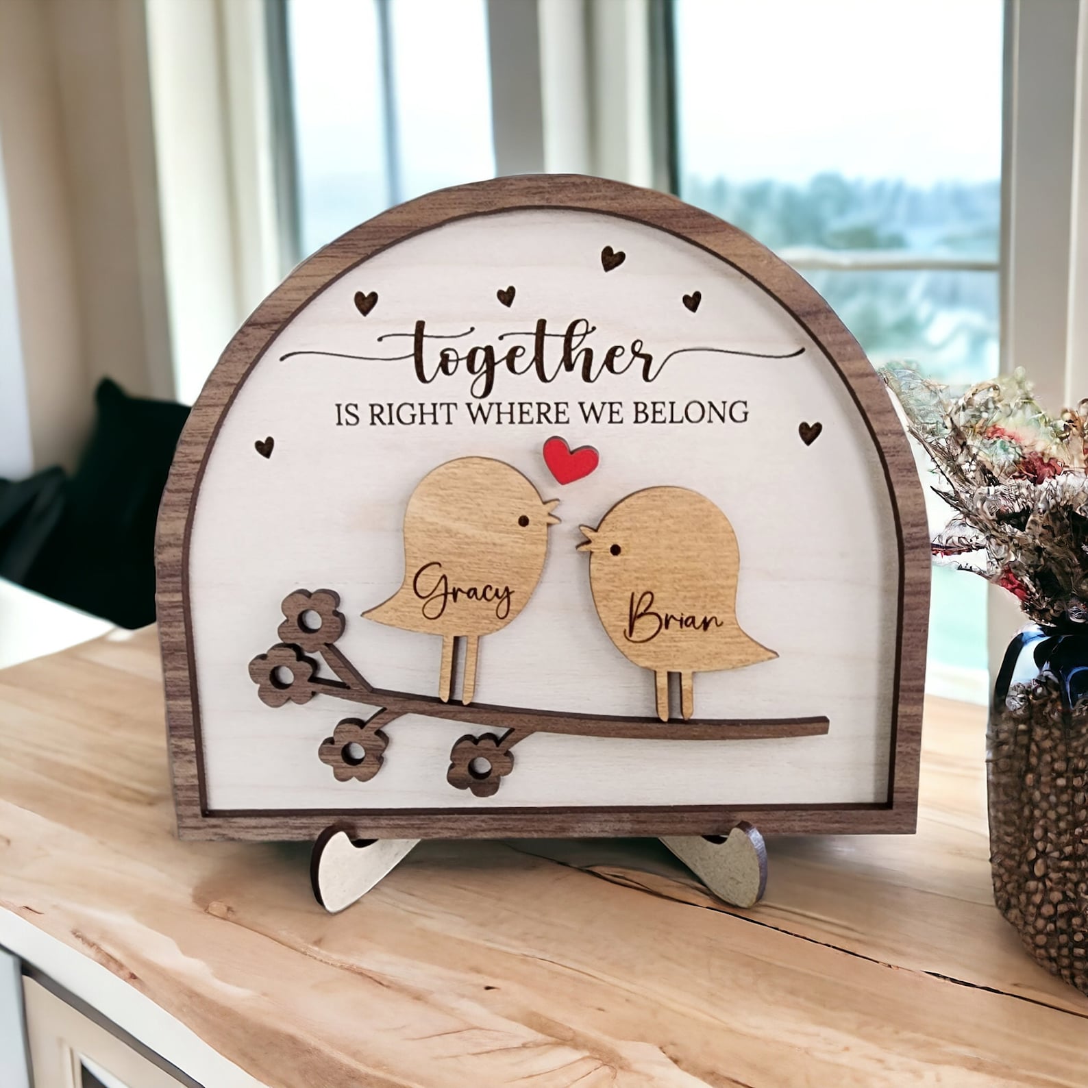 Love Birds Personalized Couple Wooden Sign