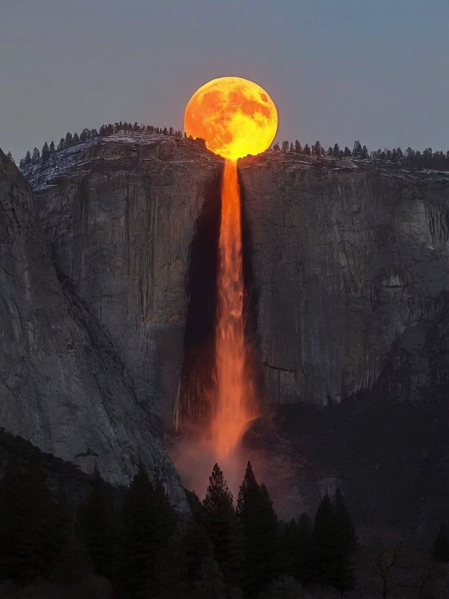 Moon Hanging on Waterfall (velvet cloth) Fairy Dust Drills full round ...