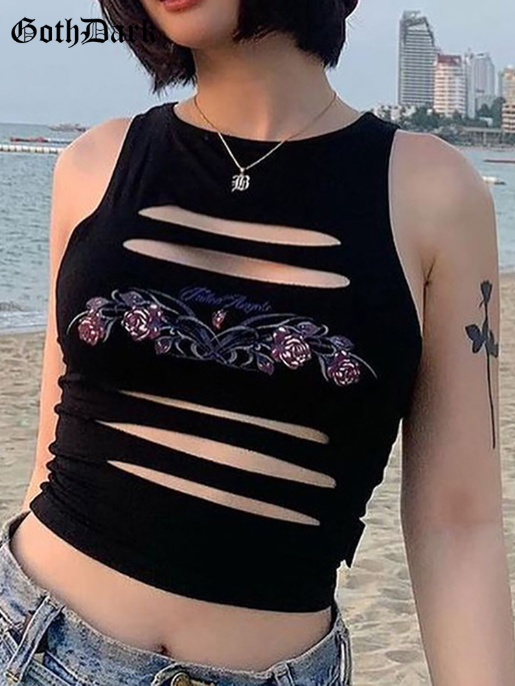 Fongt Dark Y2k Punk E-girl Aesthetic Women Tank Tops Gothic Grunge Sexy ...