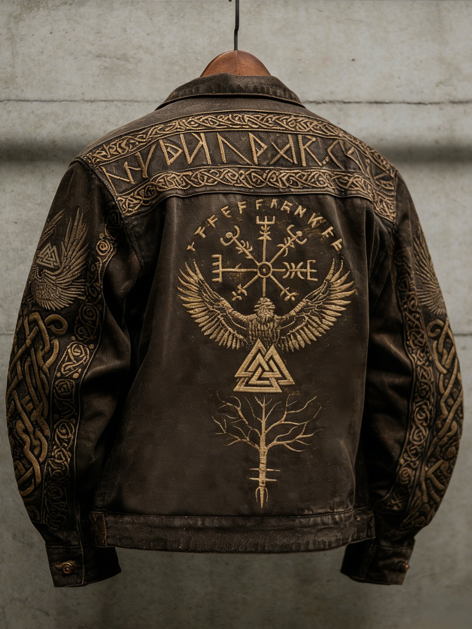 Dravoks Men's Vintage Viking Valknut Life Of Tree With Birds Art Washed ...