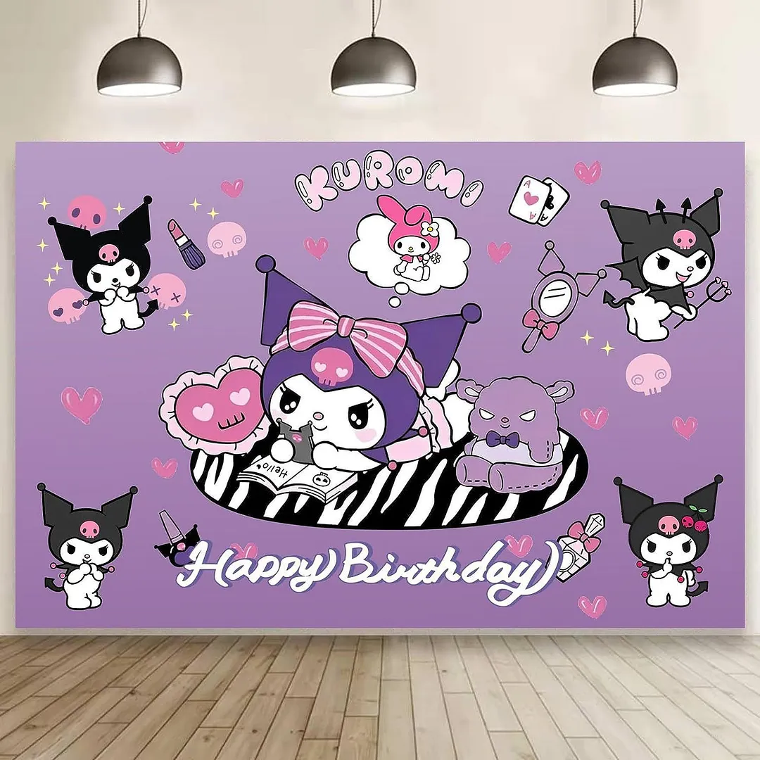 Shop Affordable Purple Kuromi Happy Birthday Backdrop for Girls