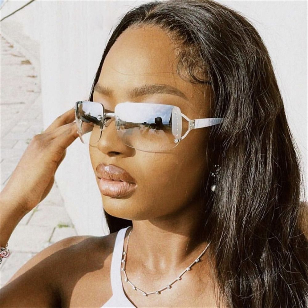 Retro UV400 Diamond Cyber Eyewear Y2K Sun Glasses Wrap Around Ladies ...