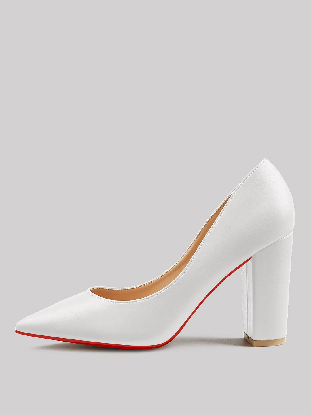 90mm Women Chunky Heels Red Bottom Shoes Comfortable Middle Block Heel ...