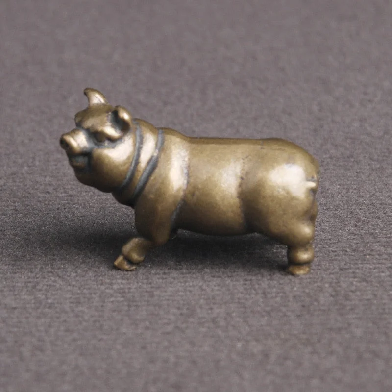 Solid Copper Pig Small Statue Ornament Lucky Animal Home Decor for ...