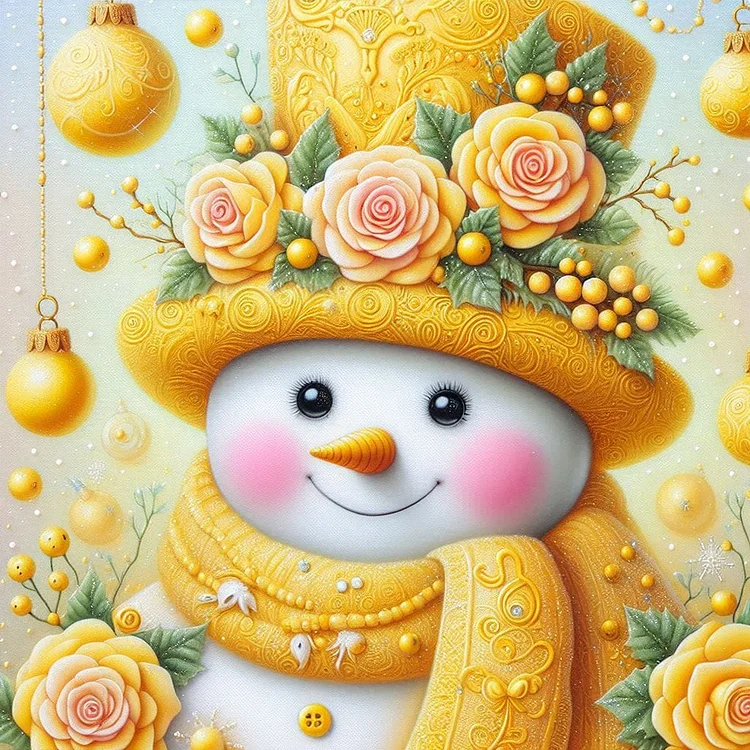 Yellow Snowman 30*30CM (Canvas) Full Round Drill Diamond Painting