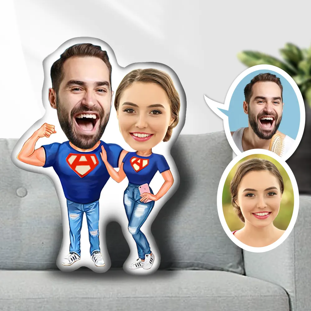 Custom Photo Face Pillow, Super Couple Photo Face Pillow, Face Picture ...