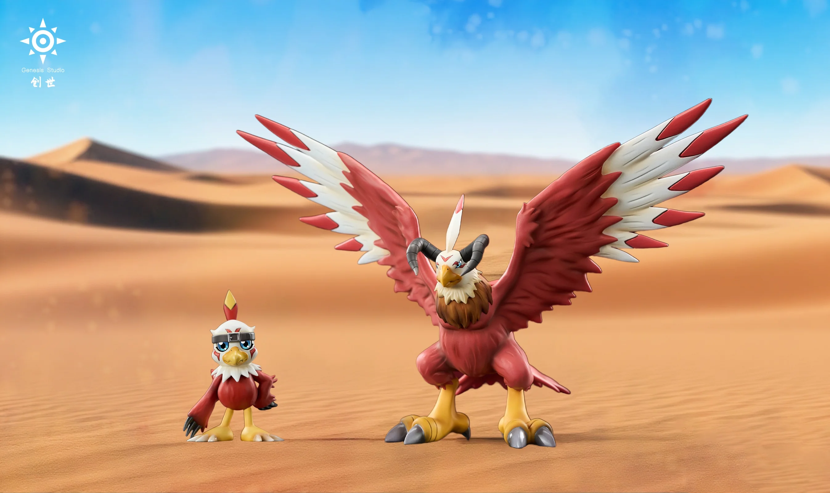 Hawkmon & Aquilamon - Digimon Statue - Genesis-Studio