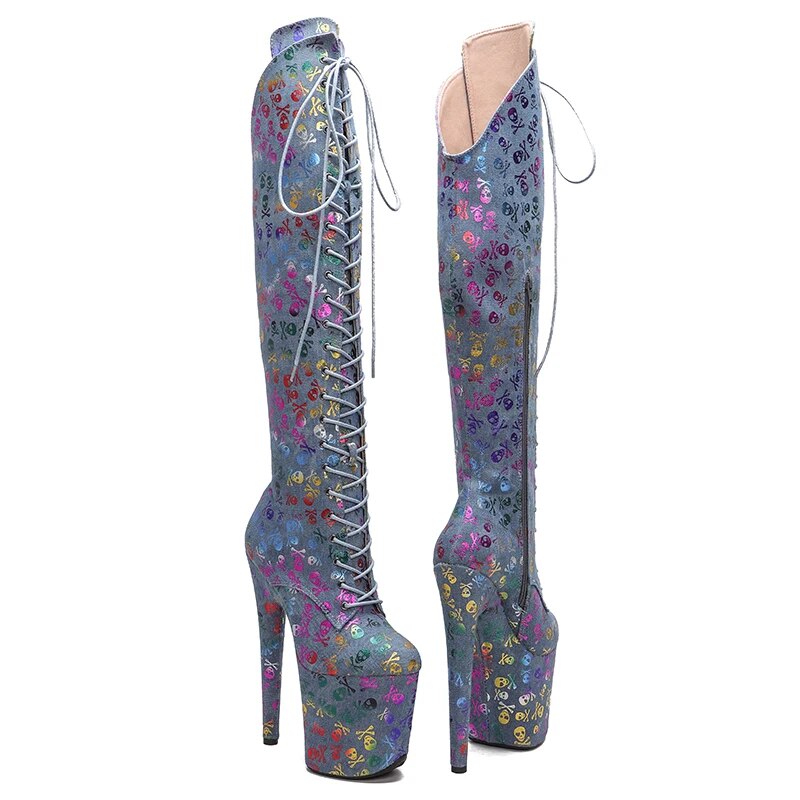 TAAFO Skull Demni 20CM/8inches Pole Dancing Shoes High Heel Platform ...