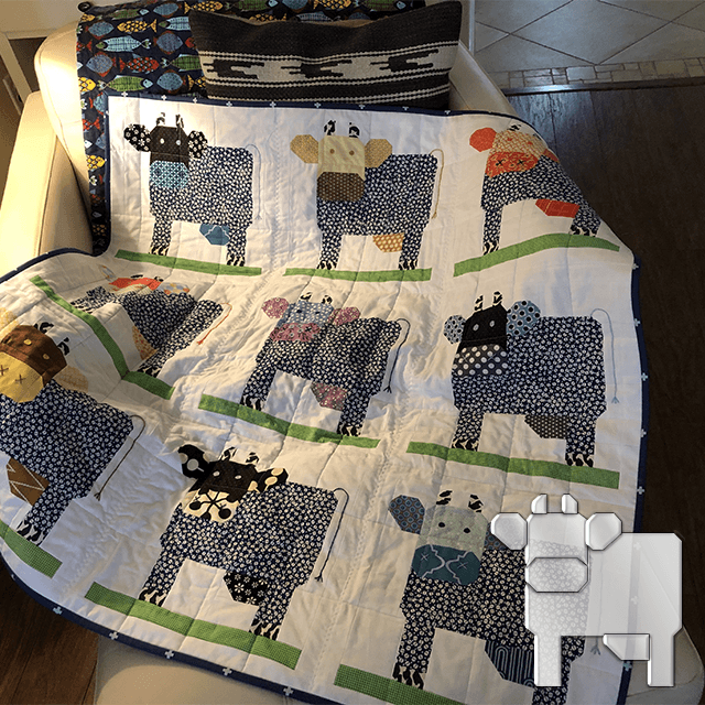 DIY Cute Cows Quilt Template Set-With Instructions