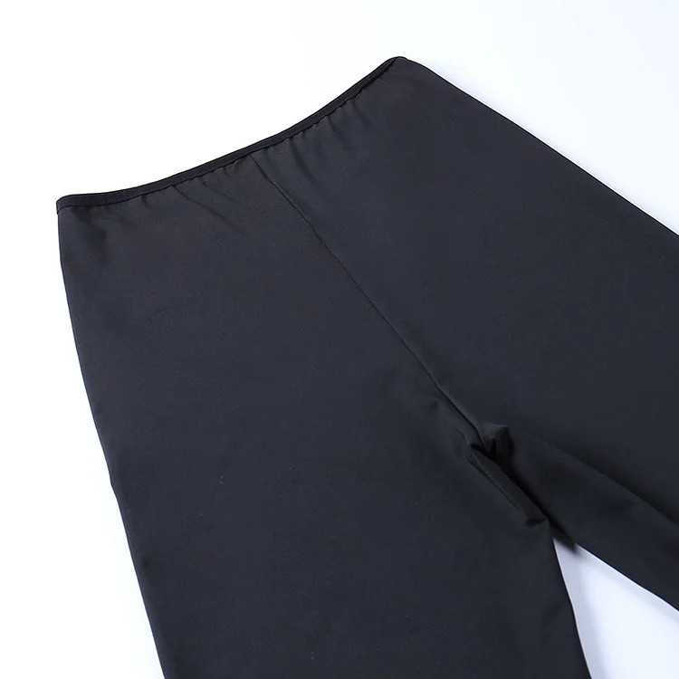 Statement Goth Lace Paneled Cross Embroidered Flare