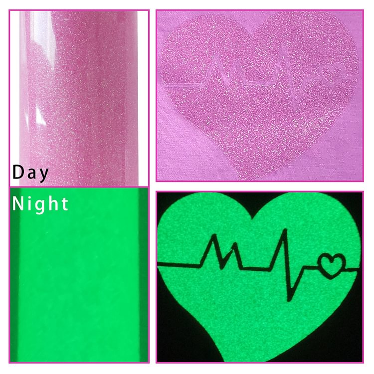 Glitter luminous Heat Transfer vinyl Glow in dark