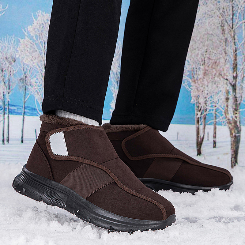 Velcro Winter Boots Mens – Unisex Velcro Strap Snow Booties Plush Lined ...