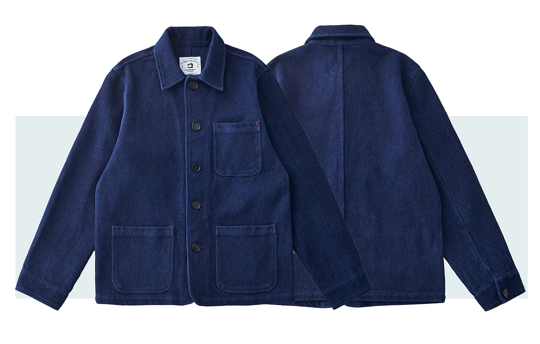 Men's High End Indigo Blue Jacket Heavy Vintage French Cargo Jacket ...