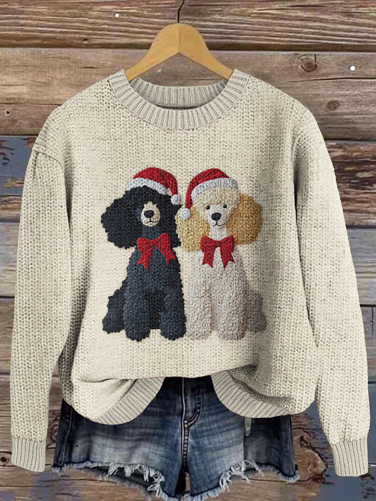 Fluffy Red Bow Puppy Knit Sweater