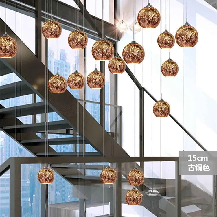 LuKLoy LED Pendant Lights Mirror Glass Ball Firework Lampshade Pendant ...
