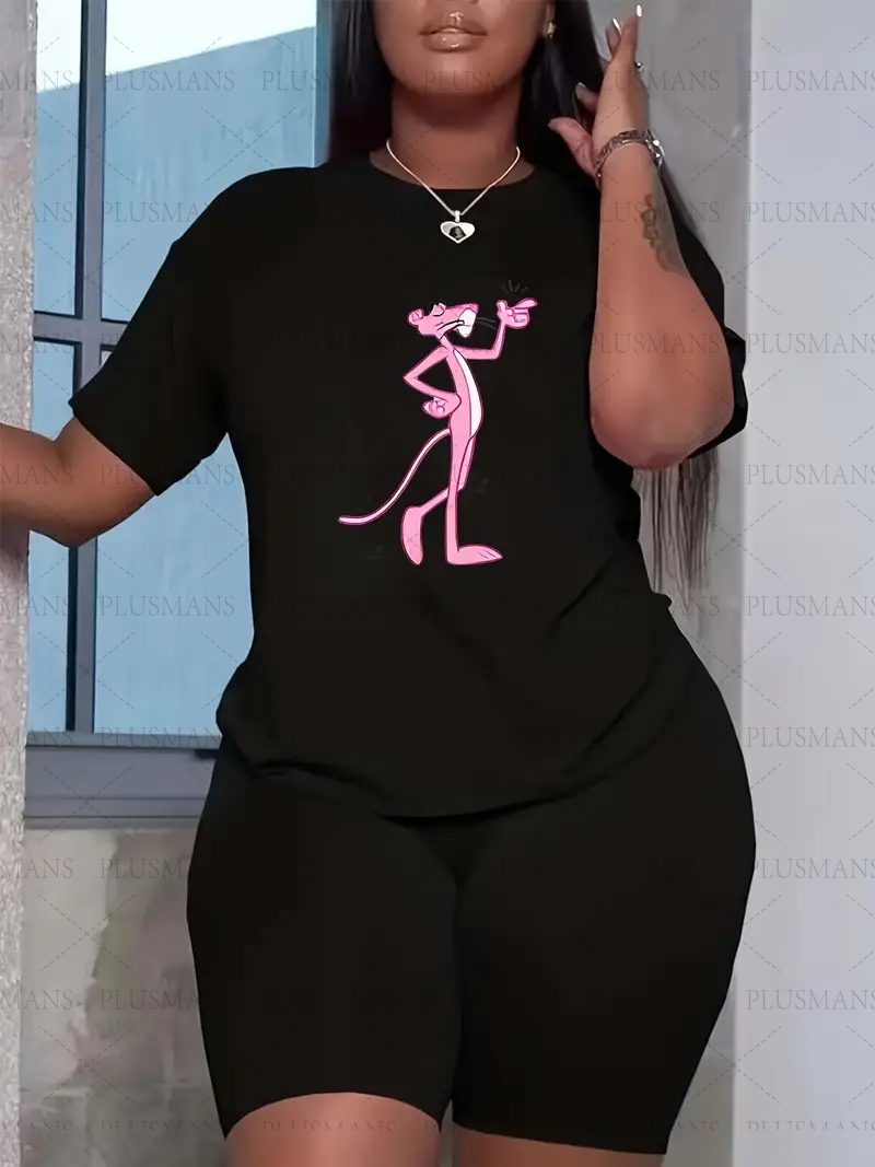 Plus Size (L-10XL) Ladies Street Pink Cartoon Hip-Hop Young Vitality ...