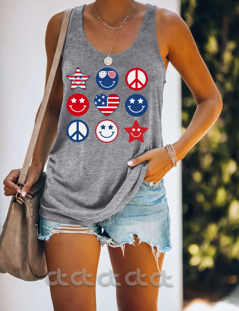 4th of July Smiley Face Tank