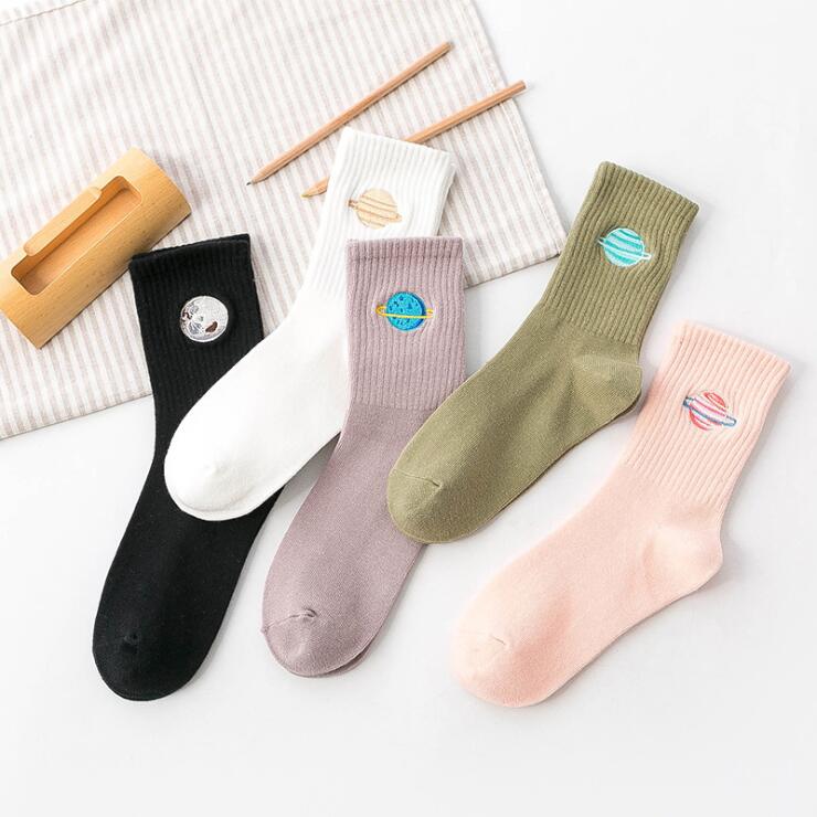 PLANET EMBROIDERY SOCKS (5 pairs)