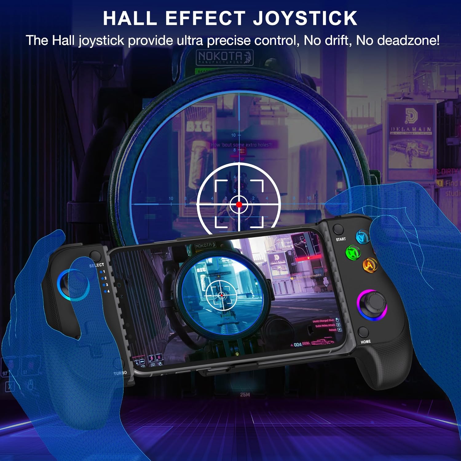 Wireless Phone Controller for iPhone/Android with Hall Joystick, RGB ...